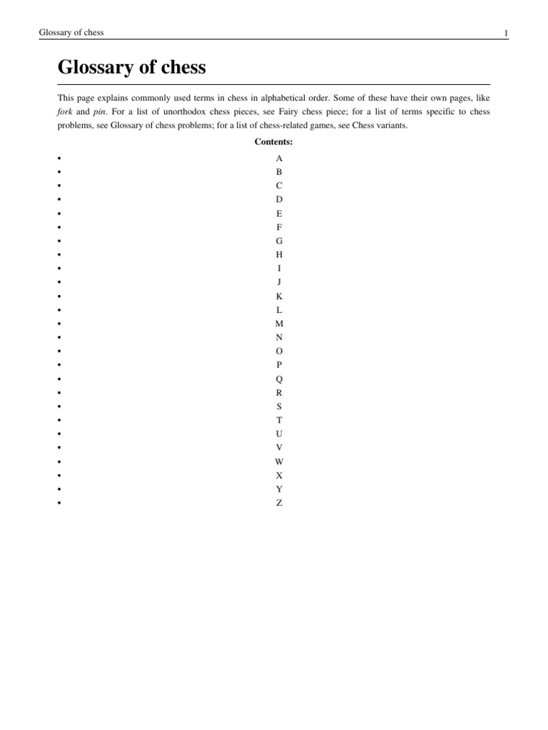 Chess-Glossary of Chess Terms | PDF | Chess Openings | Chess