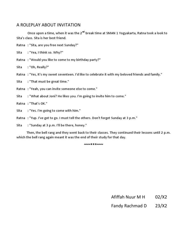 A Roleplay About Invitation | PDF