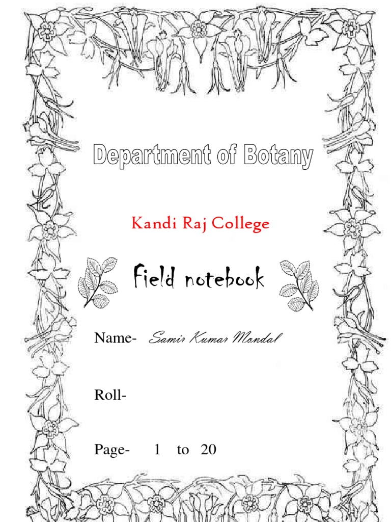 Field Notebook for Botany Survey | PDF | Botany | Plants
