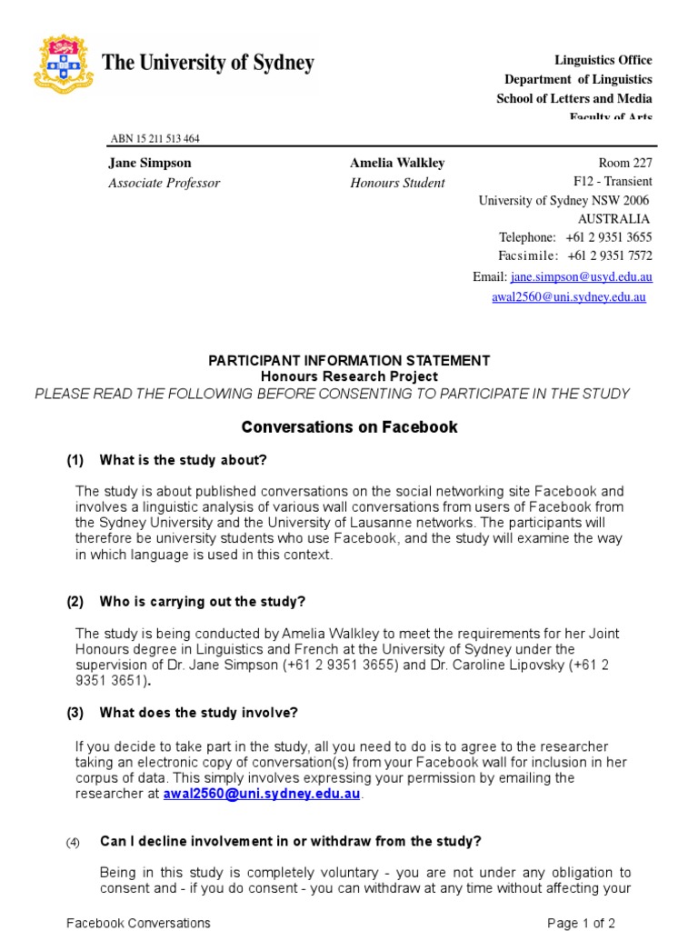 Info Statement English | PDF | Facebook | Consent