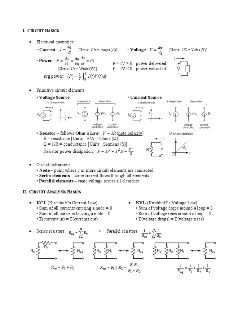 Summary Notes On Electrical Engineering | PDF
