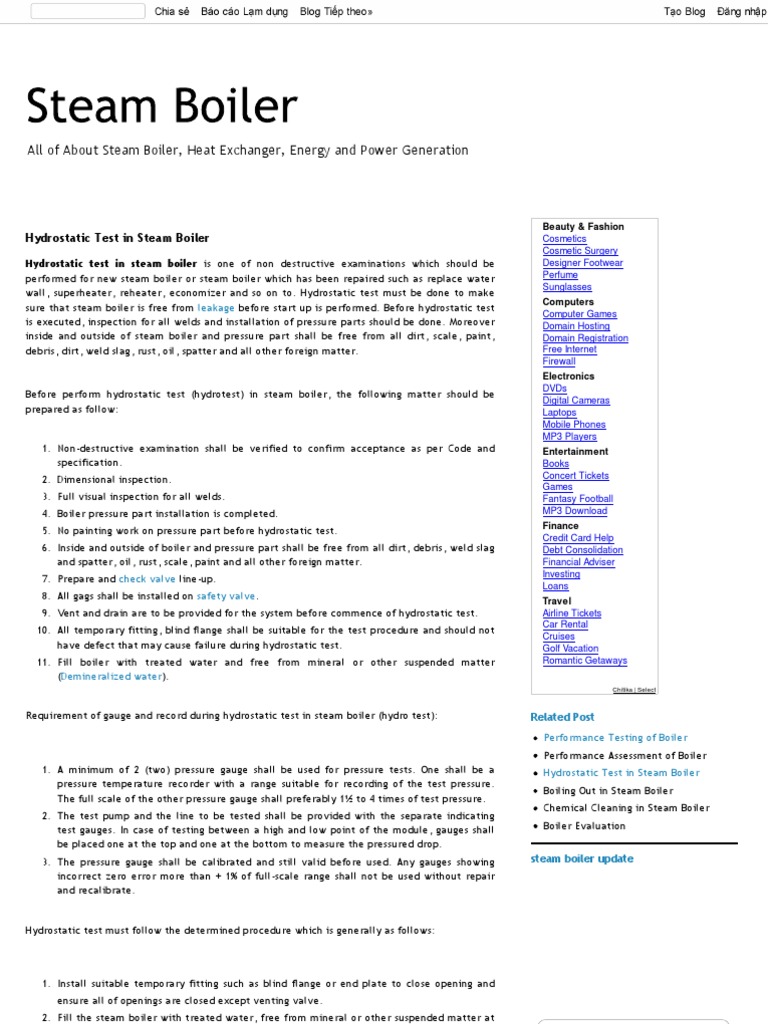 A Comprehensive Guide to Hydrostatic Testing of Steam Boilers | PDF ...