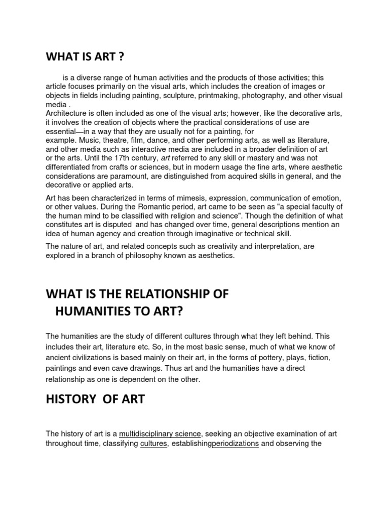 What Is The Relationship of Humanities To Art? | PDF | Drawing | Paintings