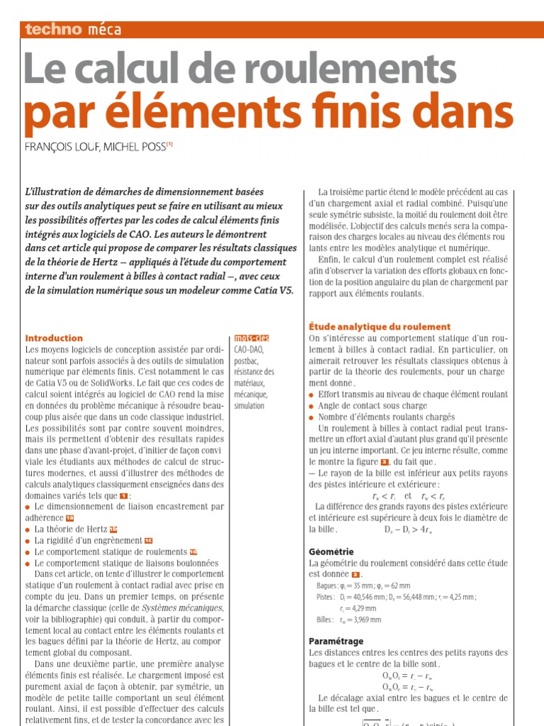 Le Calcul de Roulements by FEM With Catia | PDF | Enseignement des ...