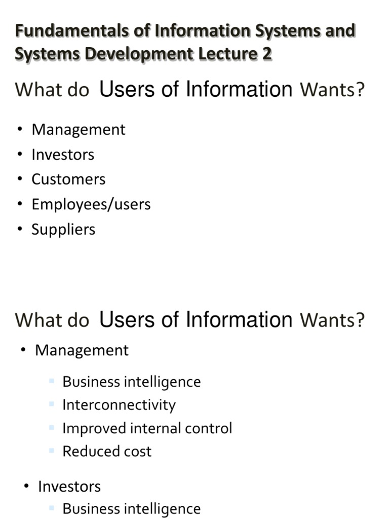 Users of Information: Fundamentals of Information Systems and Systems ...