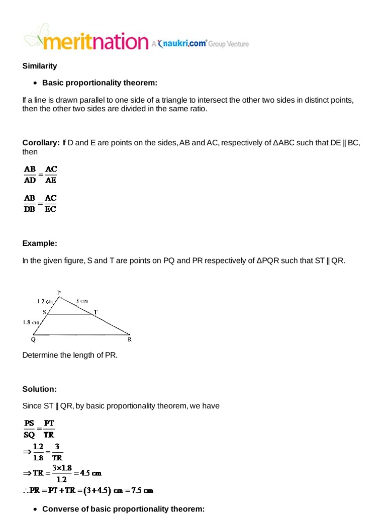 Triangle Similarity Theorems | PDF