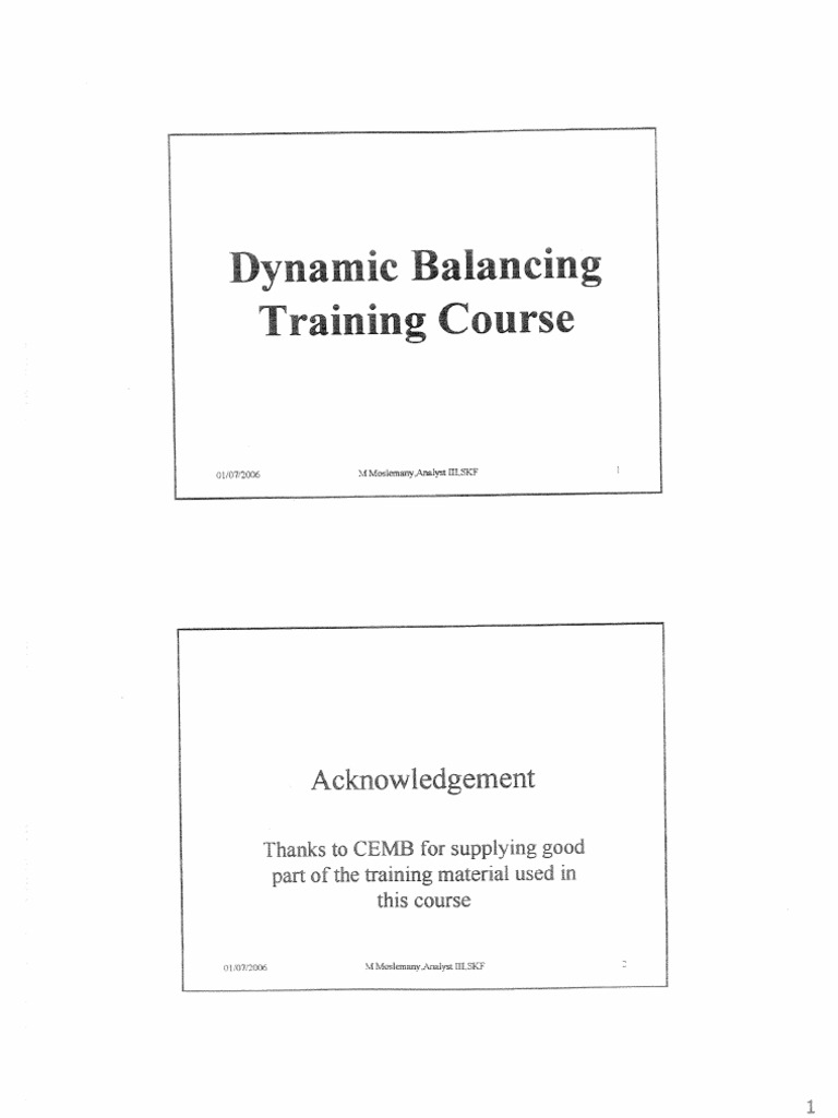 Dynamic Balancing Course SKF | PDF