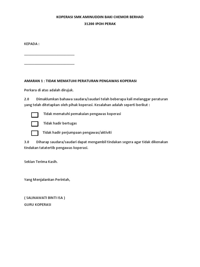 Surat Amaran 1 | PDF