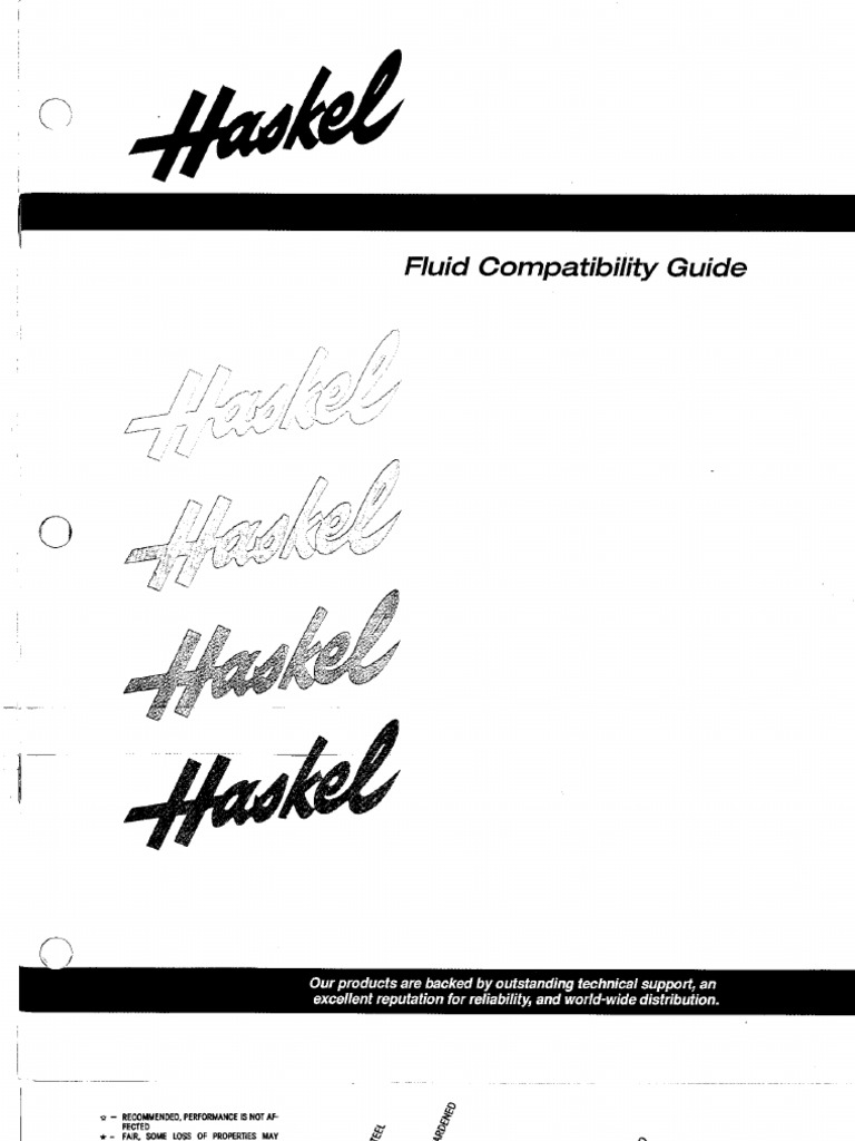 Fluid Compatibility Guide HASKEL Pumps | PDF