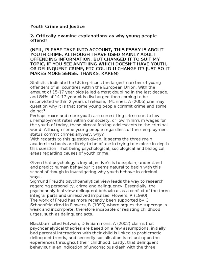 Youth Crime And Justice Pdf Juvenile Delinquency Psychoanalysis