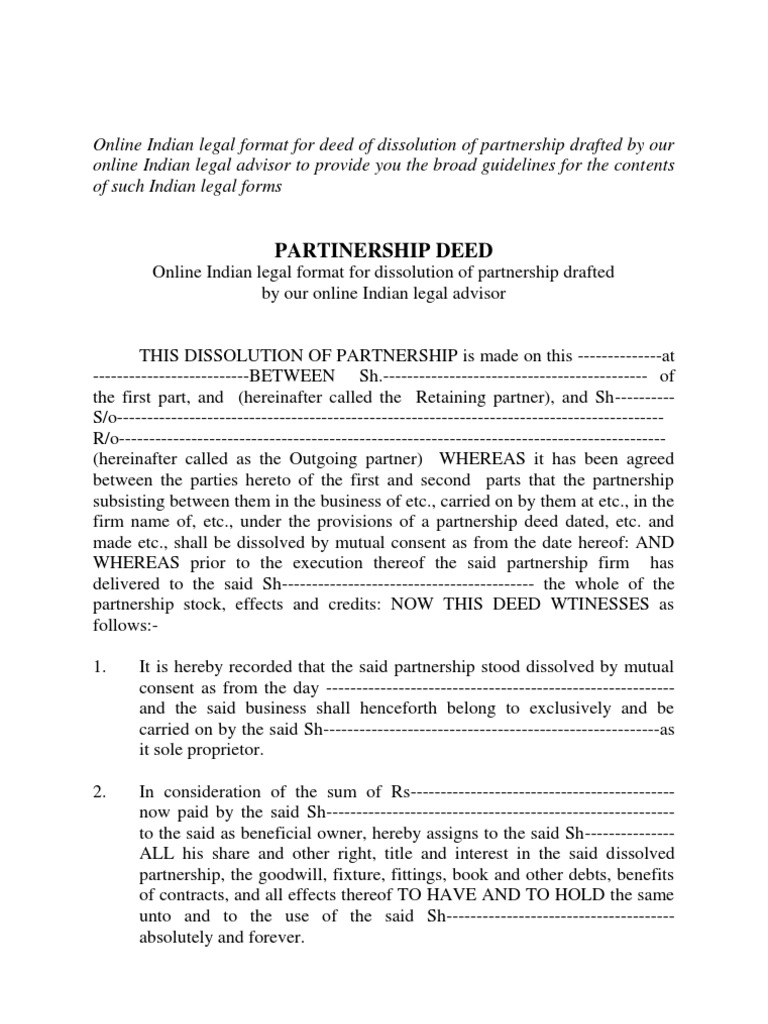 Partnership Deed | Partnership | Virtue