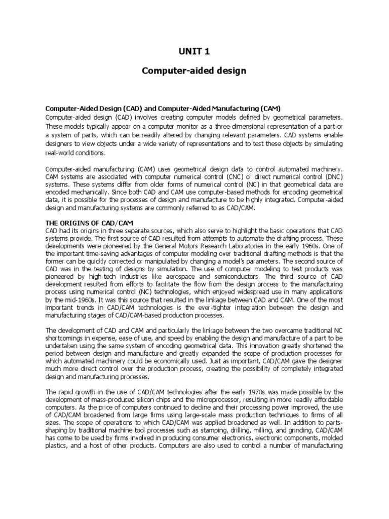 Cad Cam Notes | PDF | Computer Aided Design | Product Lifecycle
