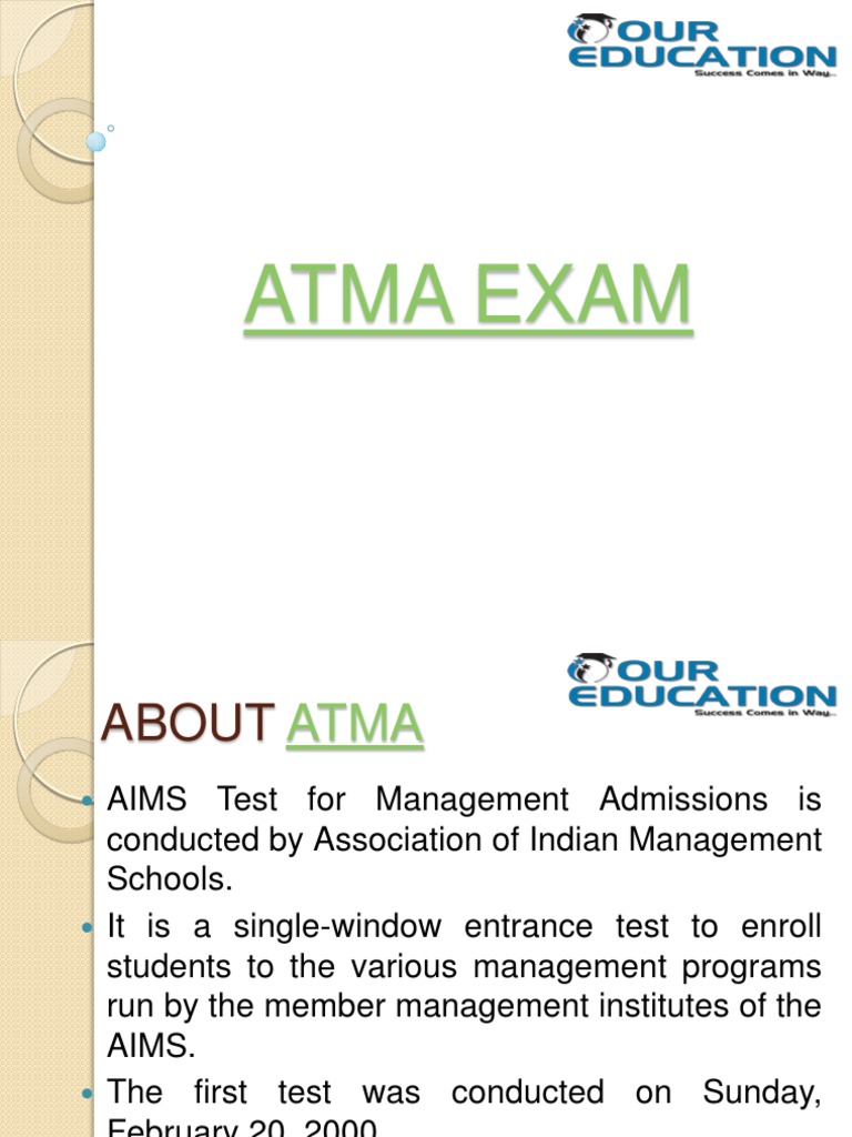 ATMA Exam | PDF | University And College Admission | Test (Assessment)