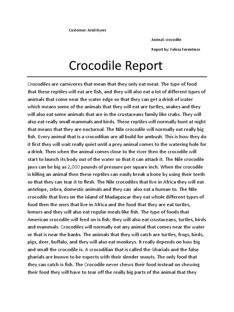 Crocodile Report For Ariel Hyers | PDF | Crocodile | Reptile