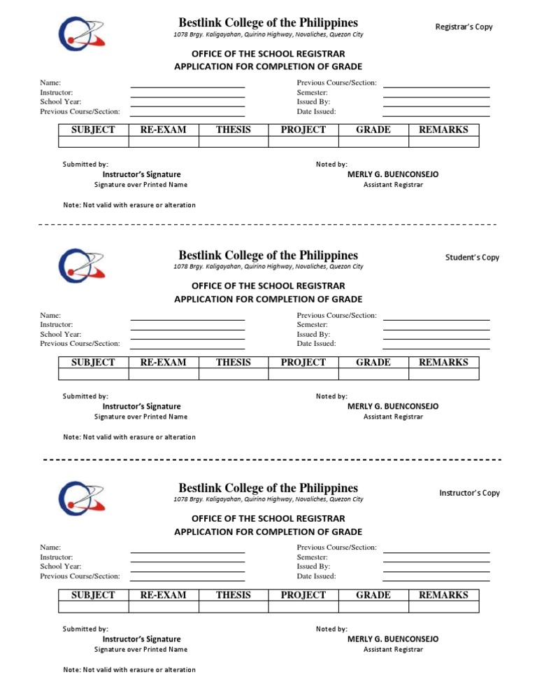 Registrar's Completion of Grade Form | PDF | Career & Growth | Sports ...