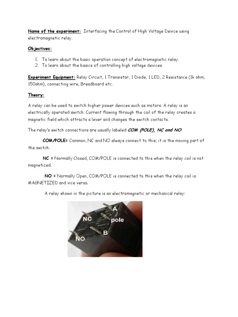 Interface Lab Report | PDF | Relay | Switch