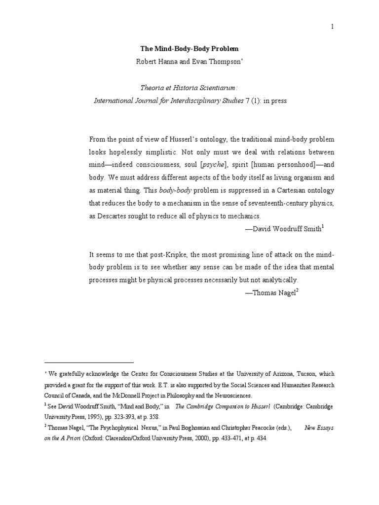Mind Body Body ProblemRH+ET | PDF | Mind–Body Problem | Mind
