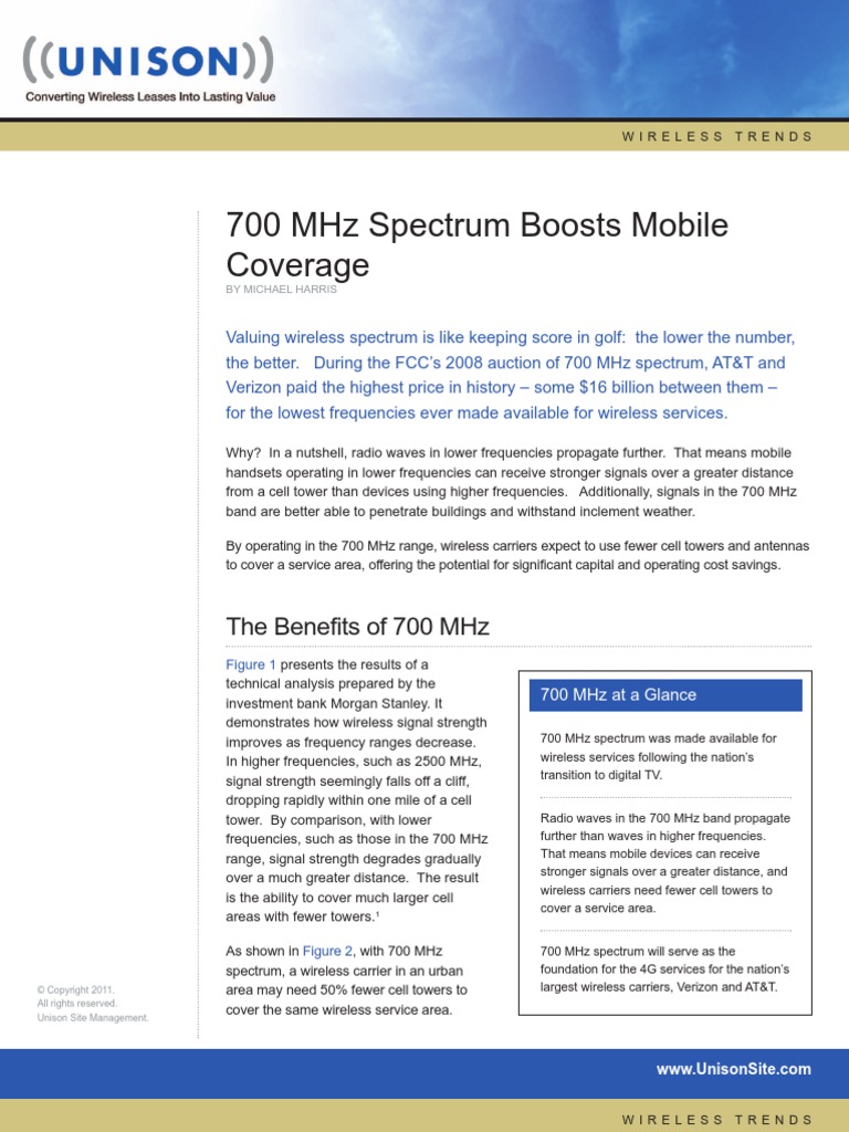 700 MHZ Spectrum Boosts Mobile Coverage: The Benefits of 700 MHZ | PDF ...