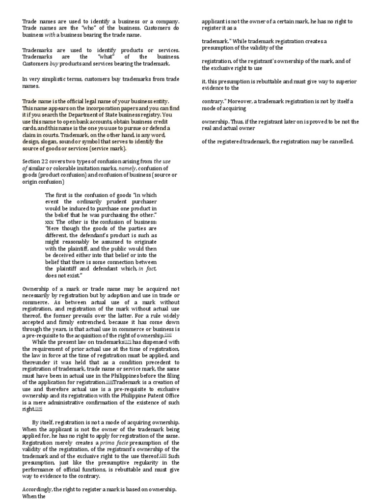 Of Similar or Colorable Imitation Marks, Namely, Confusion of ...