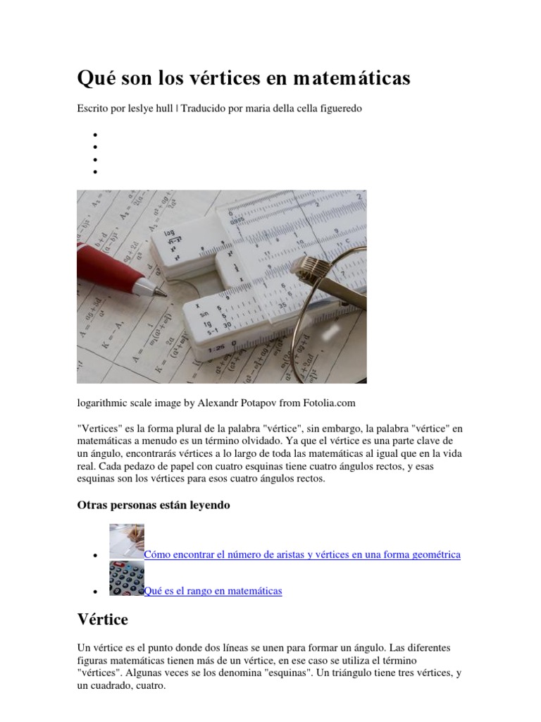Qué Son Los Vértices en Matemáticas | PDF | Vértice (Geometría) | Triángulo