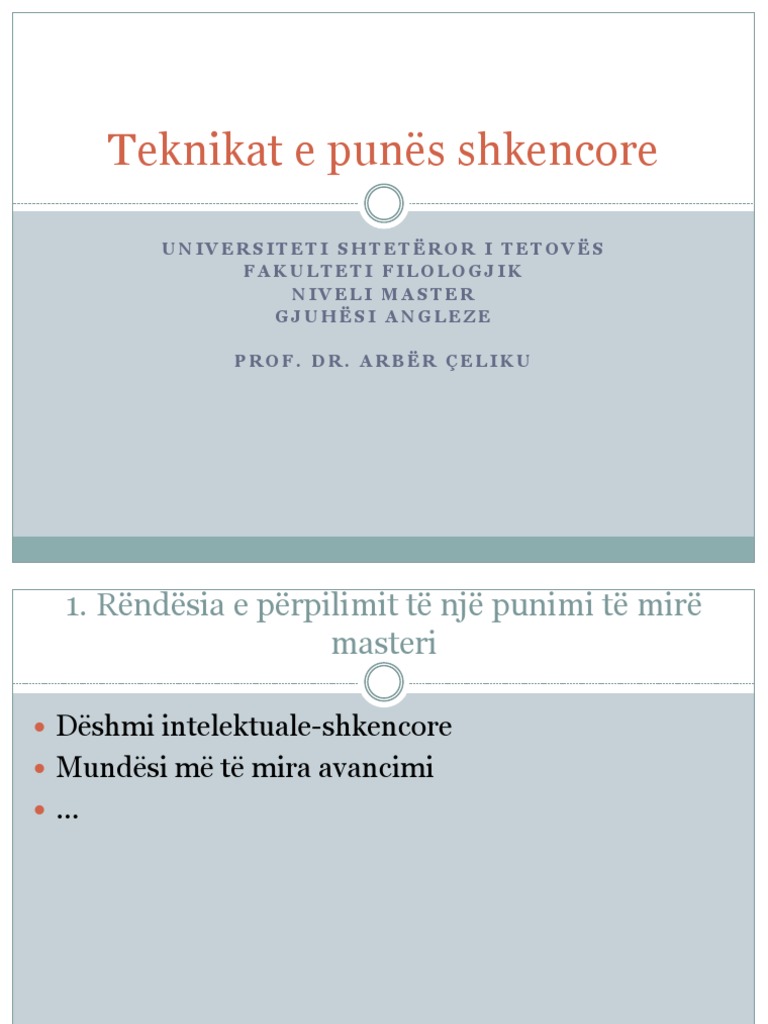 Teknikat e Punës Shkencore, Prezantimi | PDF