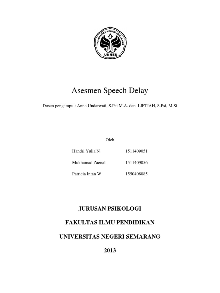 Makalah Asesmen Speech Delay | PDF