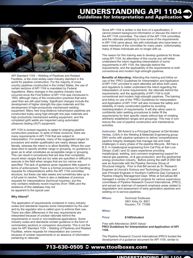 Understanding API 1104 - Technical Toolboxes | PDF | Pipeline Transport ...