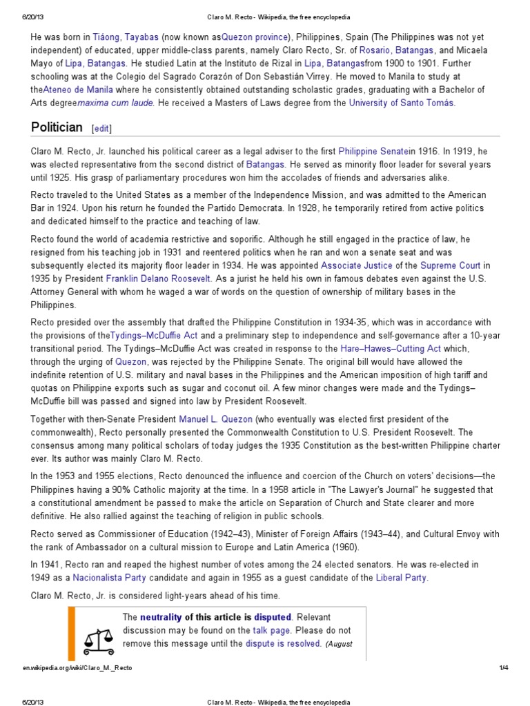 Claro M Recto | Government | Politics