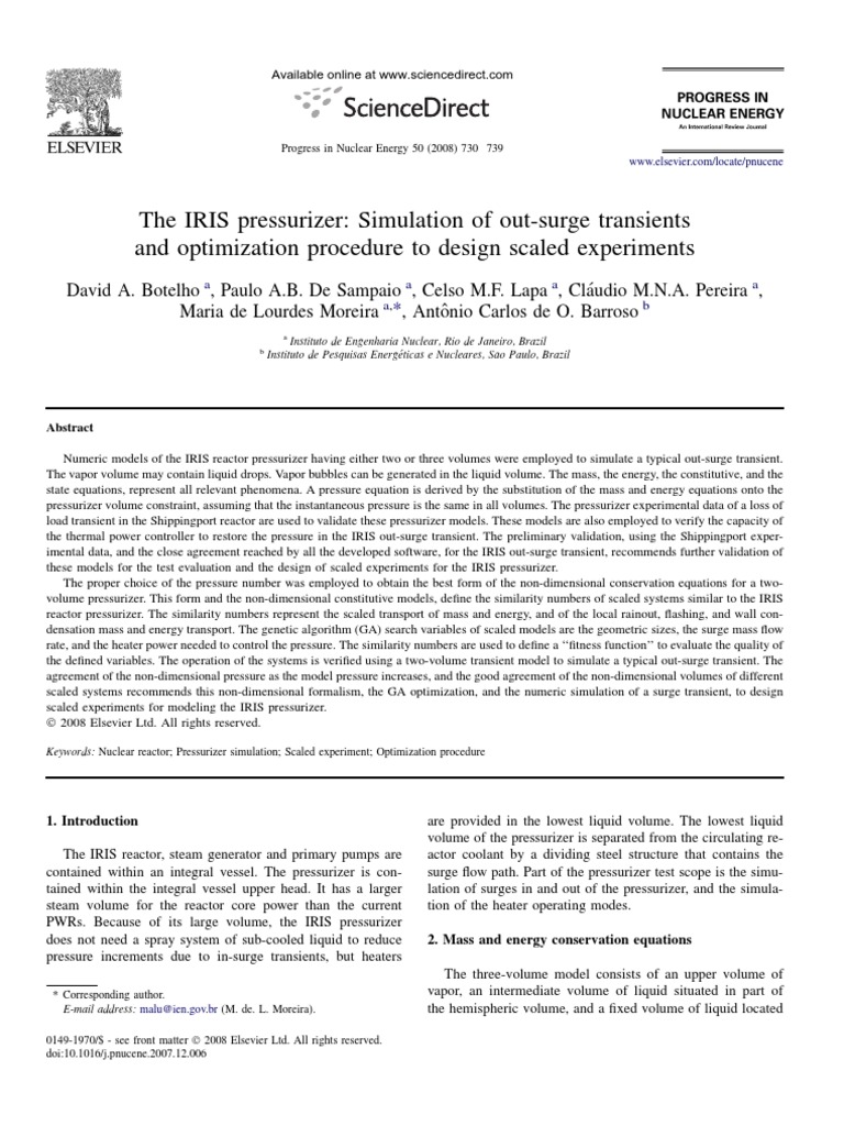 IRIS Pressurizer Out-Surge Simulation | PDF | Genetic Algorithm | Mechanics