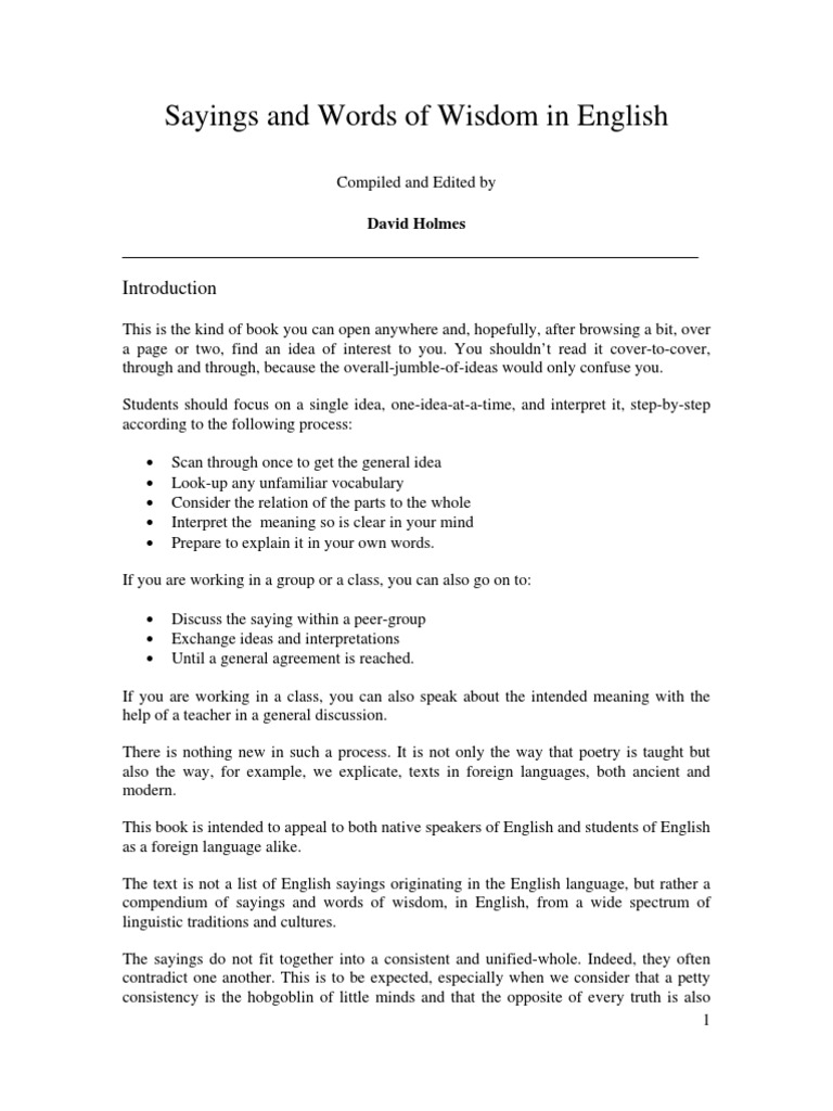Sayings and Words of Wisdom | PDF | English Language | English As A ...