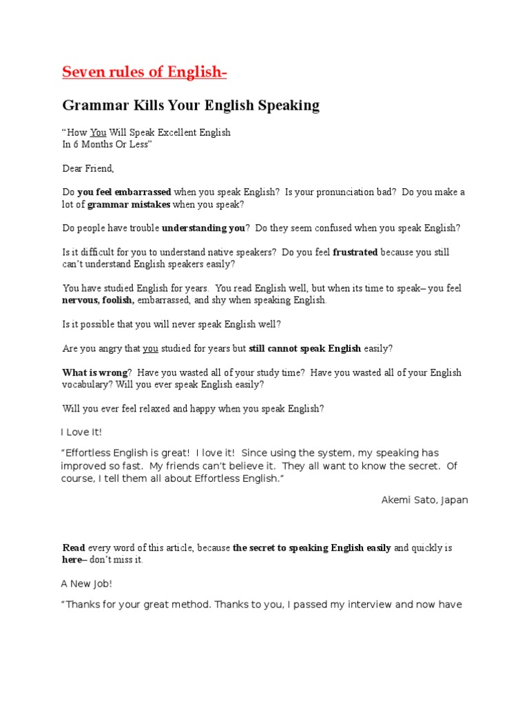 7 Rules of English | PDF | English Language | Vocabulary