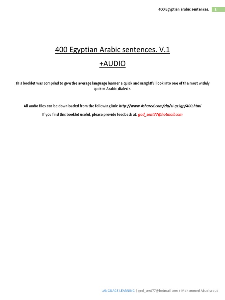 Egyptian Arabic-English Sentences | PDF | Arabic | Semiotics