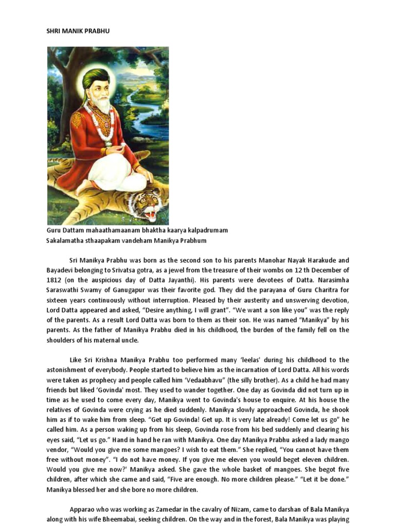 Manik Prabhu PDF | PDF | Indian Religions | Religion And Belief