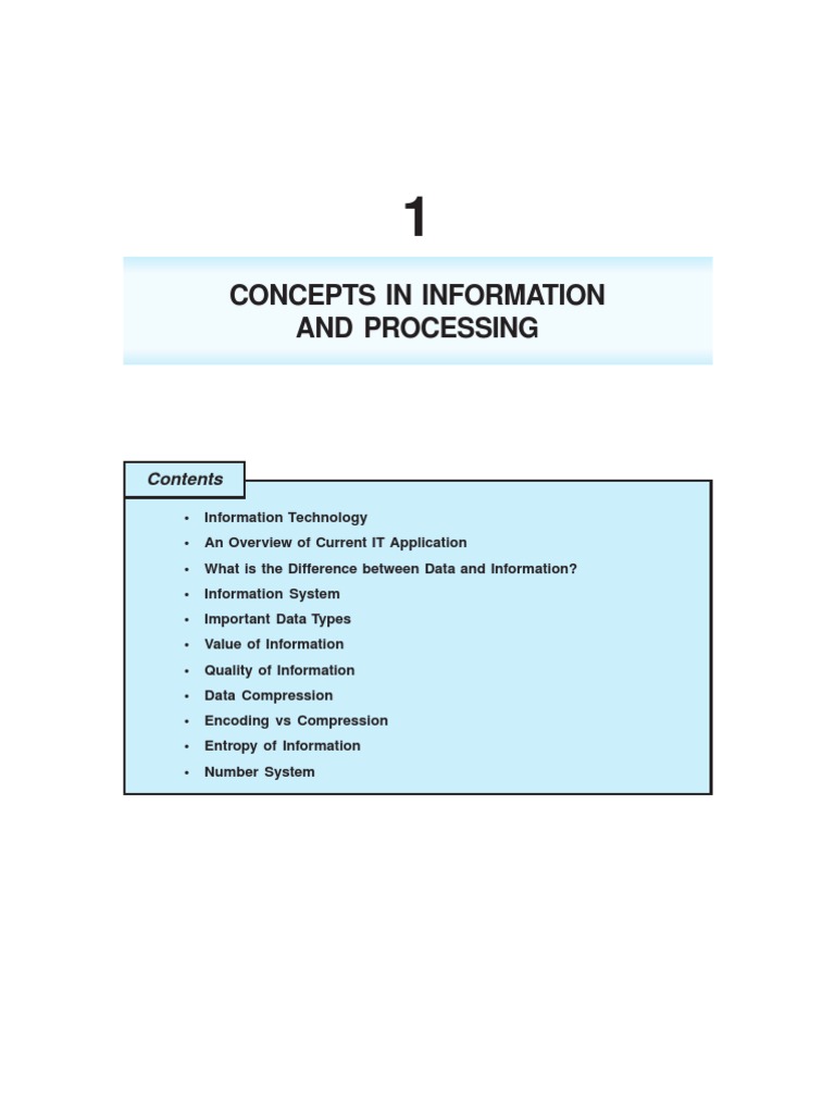 Concept in Information and Processing | PDF | Data Compression ...