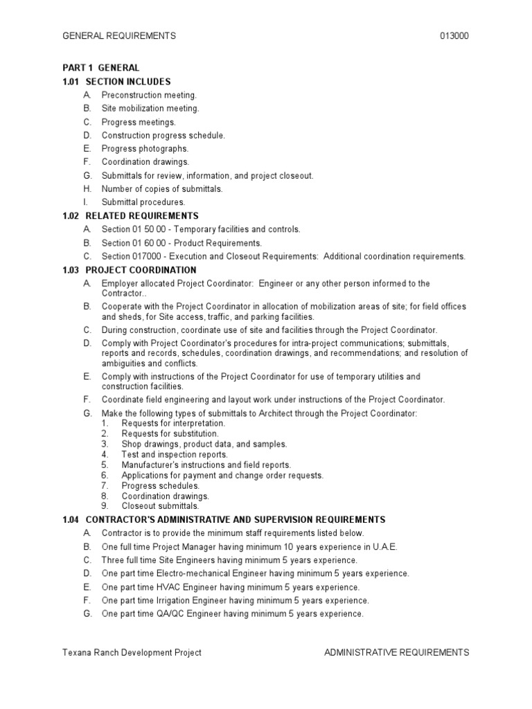 Administrative Requirements Overview | PDF | Architect | General Contractor