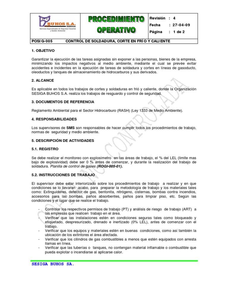 POSIG-005 Procedimiento | PDF | Soldadura | Construcción
