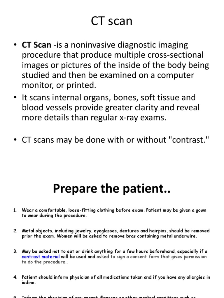 CT Scan Preparation and Procedure Guide | PDF