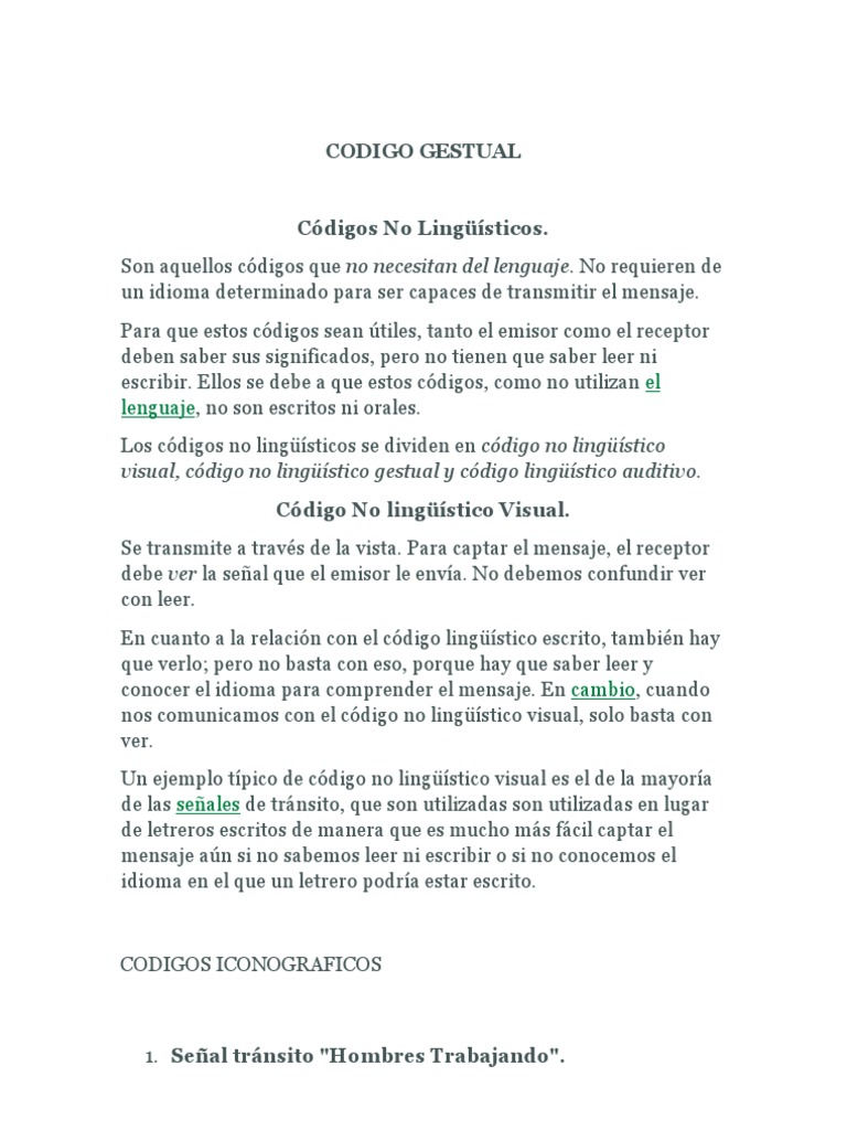 Codigo Gestual | PDF | Lenguaje de señas | Comunicación