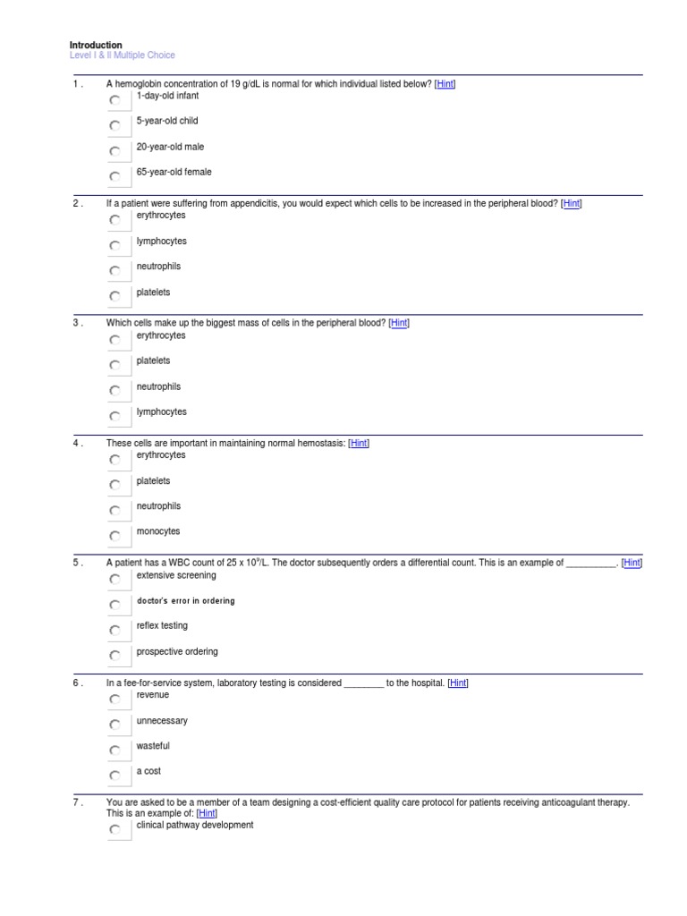 Final Exam Quiz | Anemia | Hemoglobin