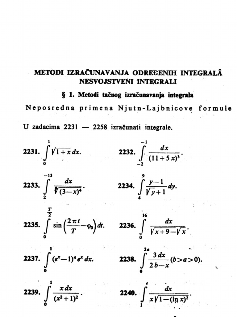 Metodi Izracunavanja Odredenih Integrala Nesvojstveni Integrali | PDF