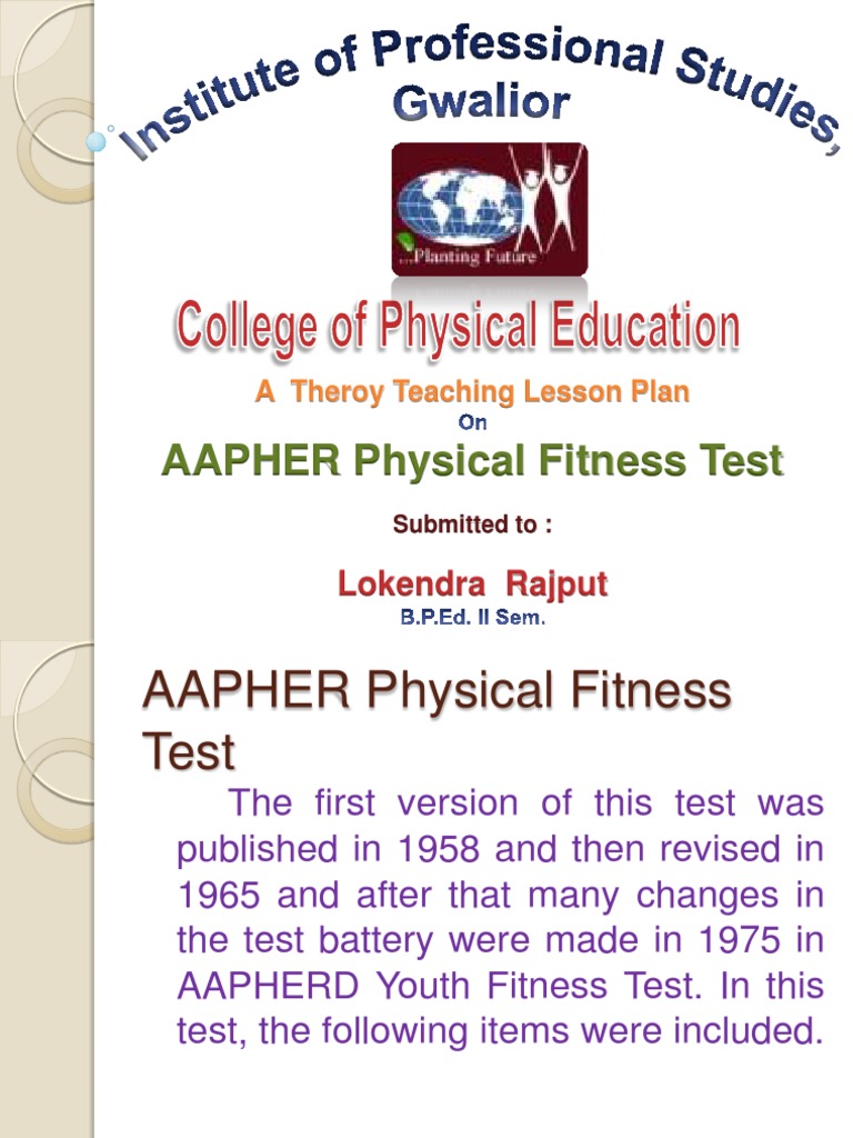 AAPHER Physical Fitness Test Plan | PDF | Sports | Recreation