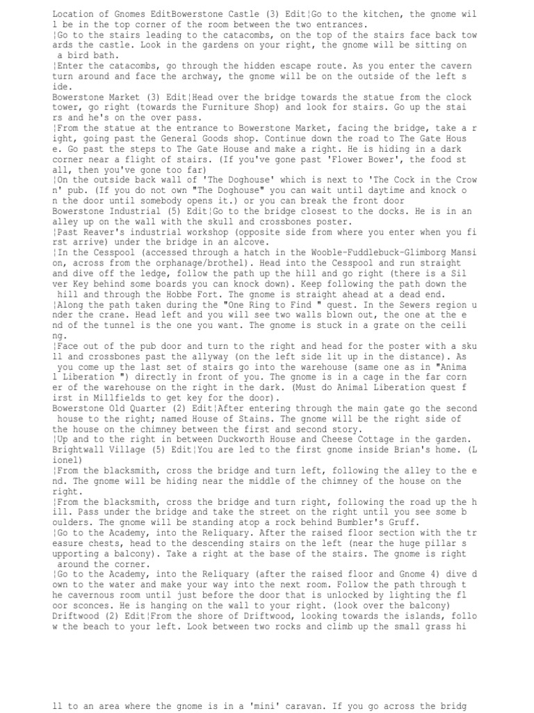 Gnome Locations For Fable 3 | PDF | Transport | Nature