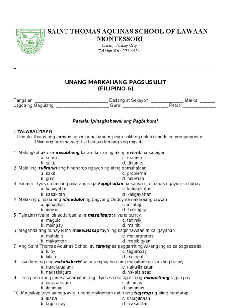 1st Quarter (Grade 6) | PDF