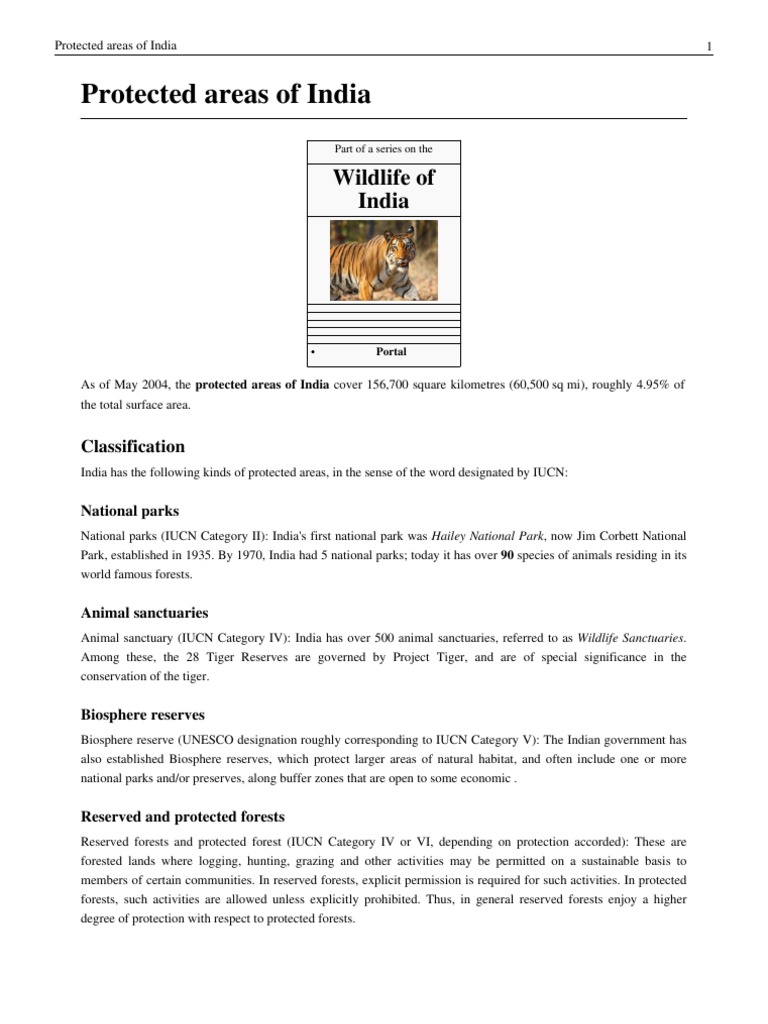 Overview of Protected Areas in India | PDF | Environmental Social ...
