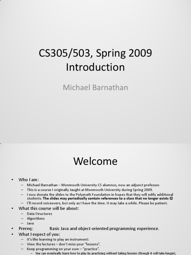 CS305/503, Spring 2009: Michael Barnathan | Download Free PDF | Time ...