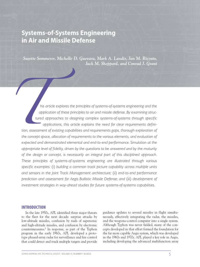 Systems of Systems Engineering | PDF | Missile Defense | System
