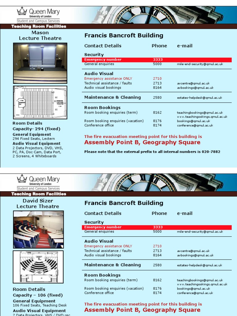 Francis Bancroft Building: Mason Lecture Theatre | PDF | Video | Office ...