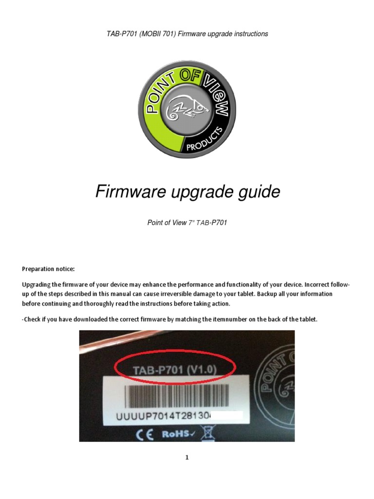 Firmware Upgrade Procedure TAB-P701 - V1.0 PDF | PDF | Tablet Computer ...