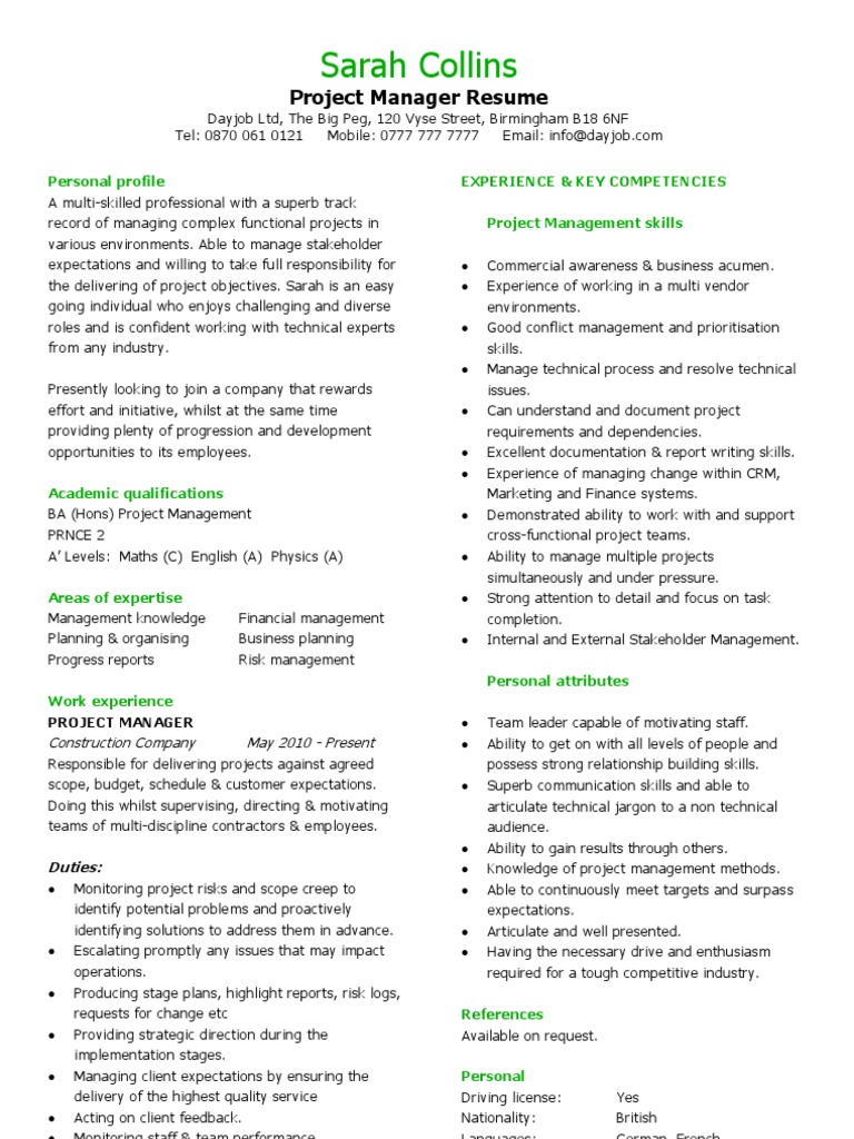 Project Manager Resume Sample | PDF | Project Manager | Project Management