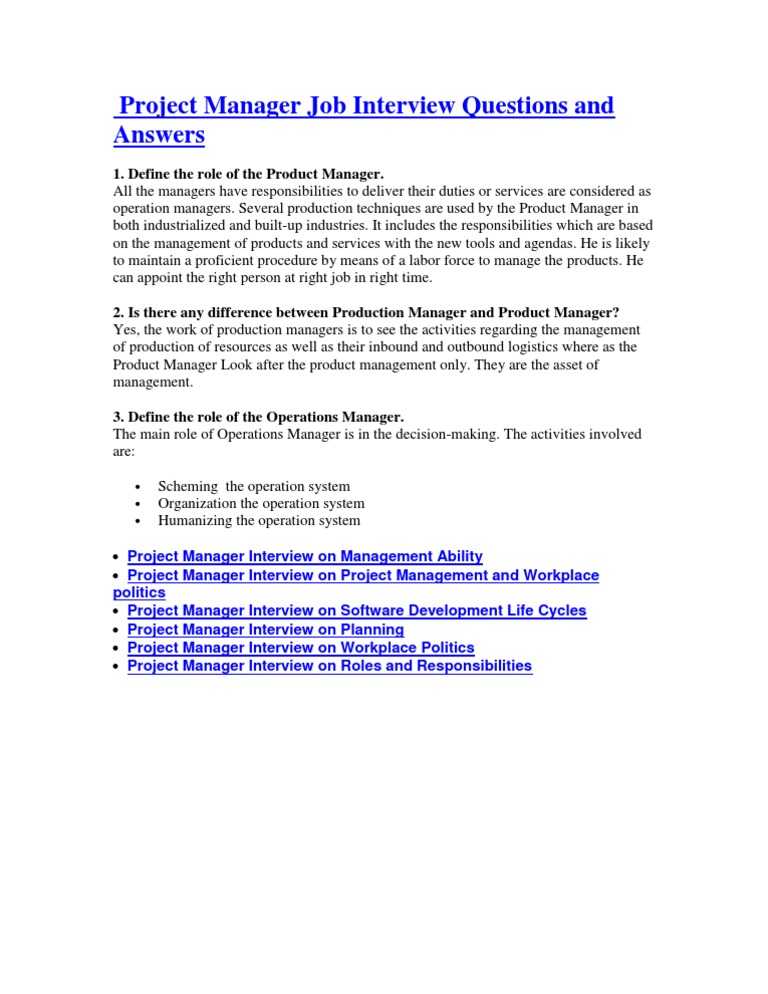 Product Manager Interview Questions Answers | PDF